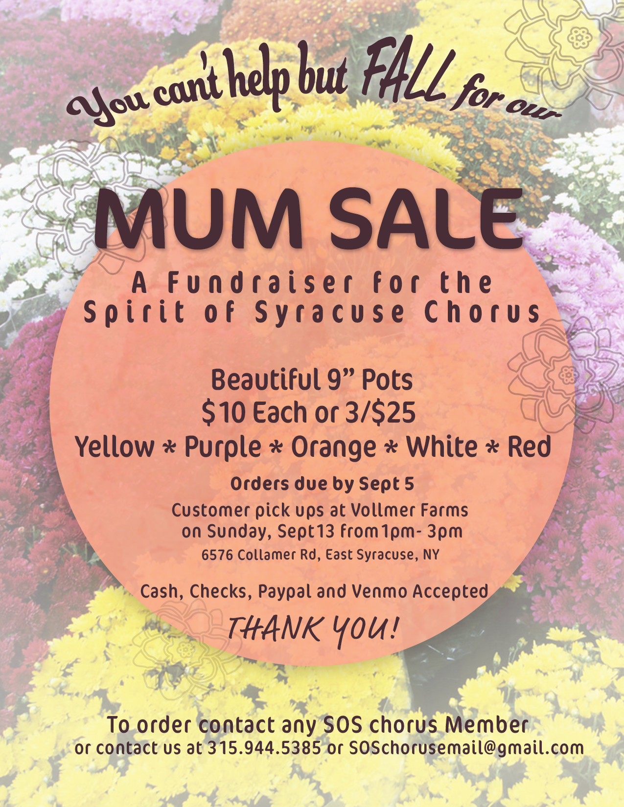 MUM SALE! - Sep 05, 2020 | The Spirit of Syracuse Chorus